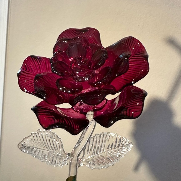 Waterford Crystal | Other | Waterford Crystal Plum Crystal Rose On Stem ...